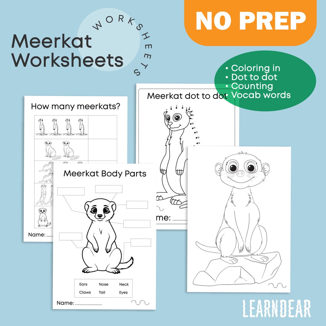 Meerkat Worksheet Pack – Fun & Educational Worksheets! - Etsy