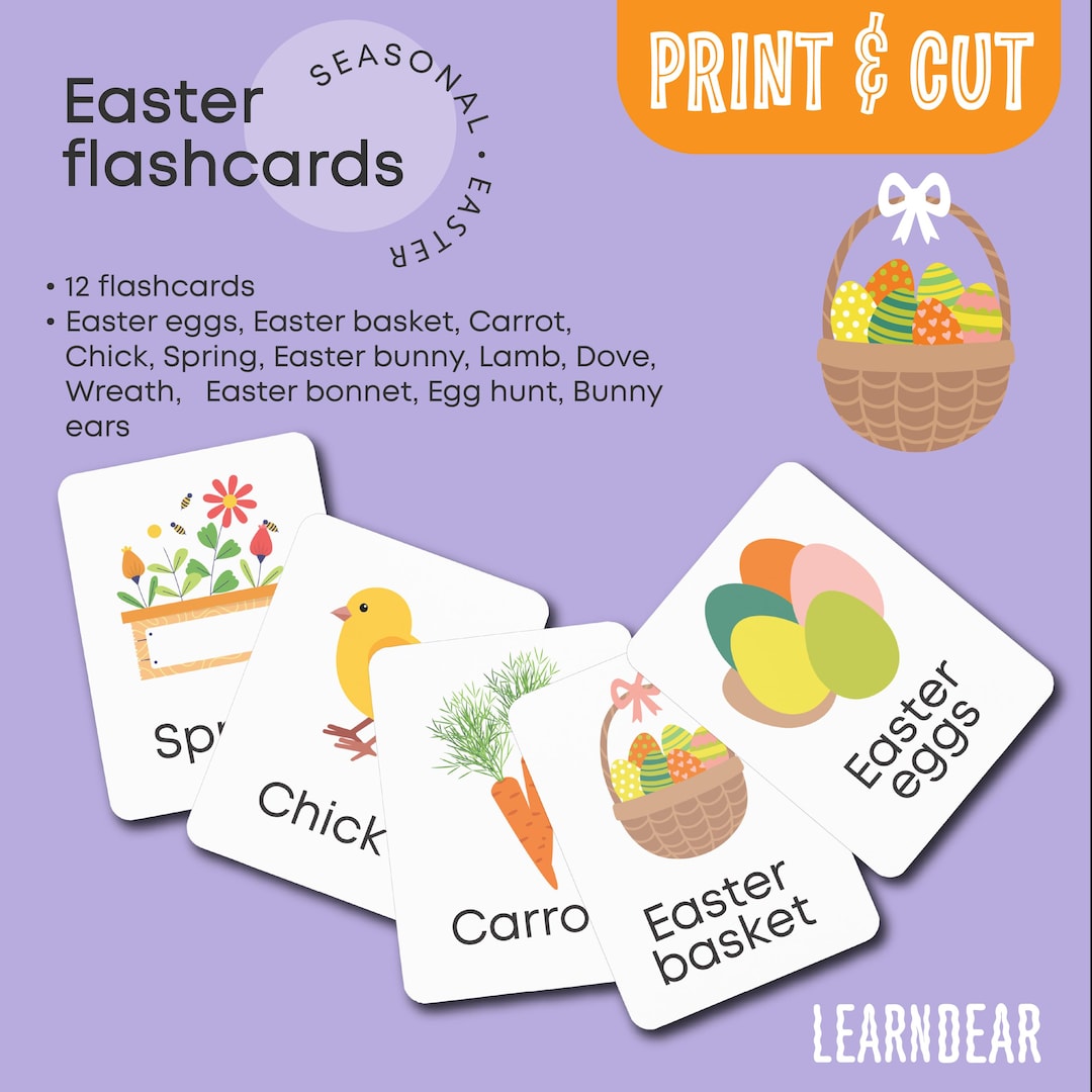 Easter Flashcard Pack – 12 Festive Vocabulary Cards - Etsy
