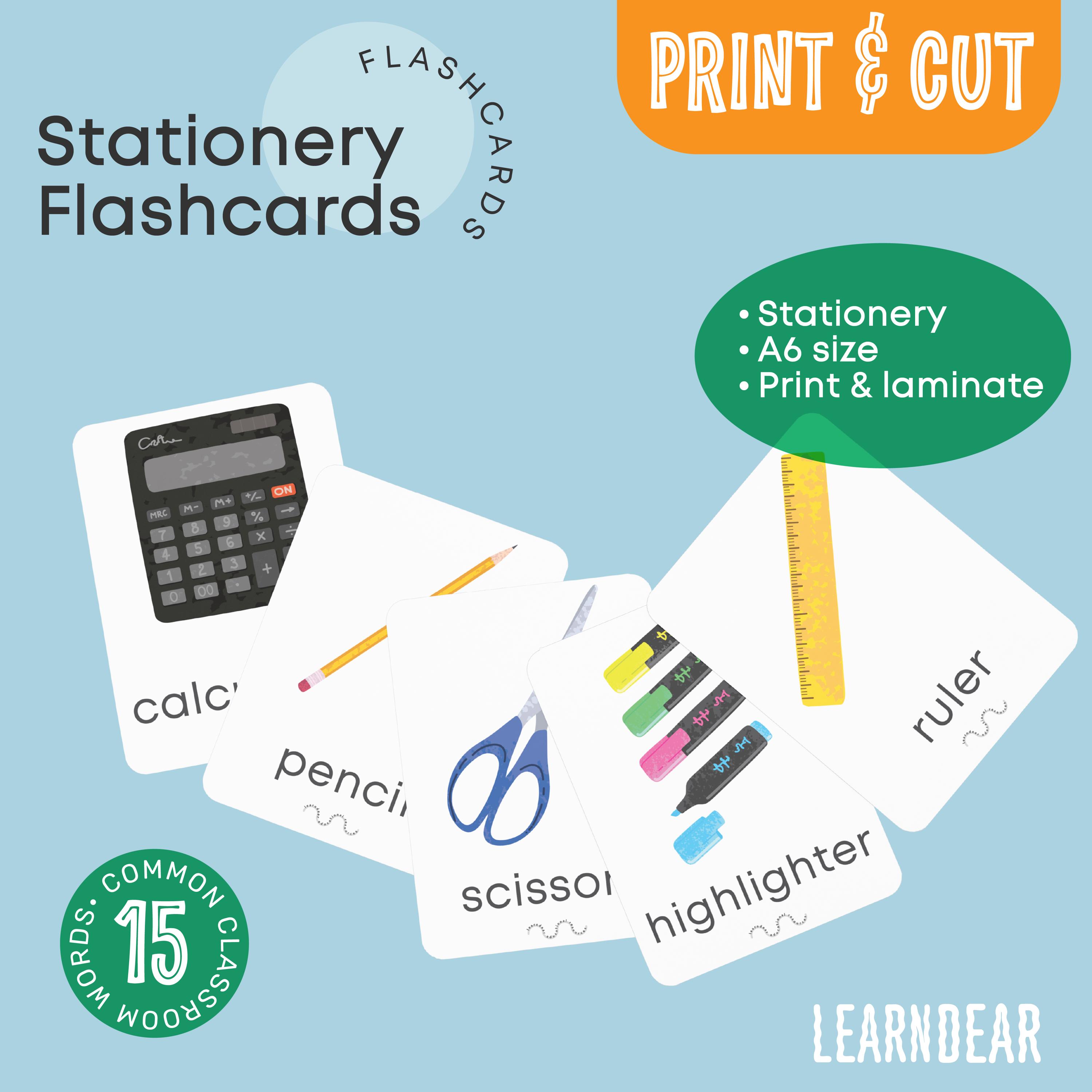 Stationery Flashcards – 15 Printable Cards (english) - Etsy