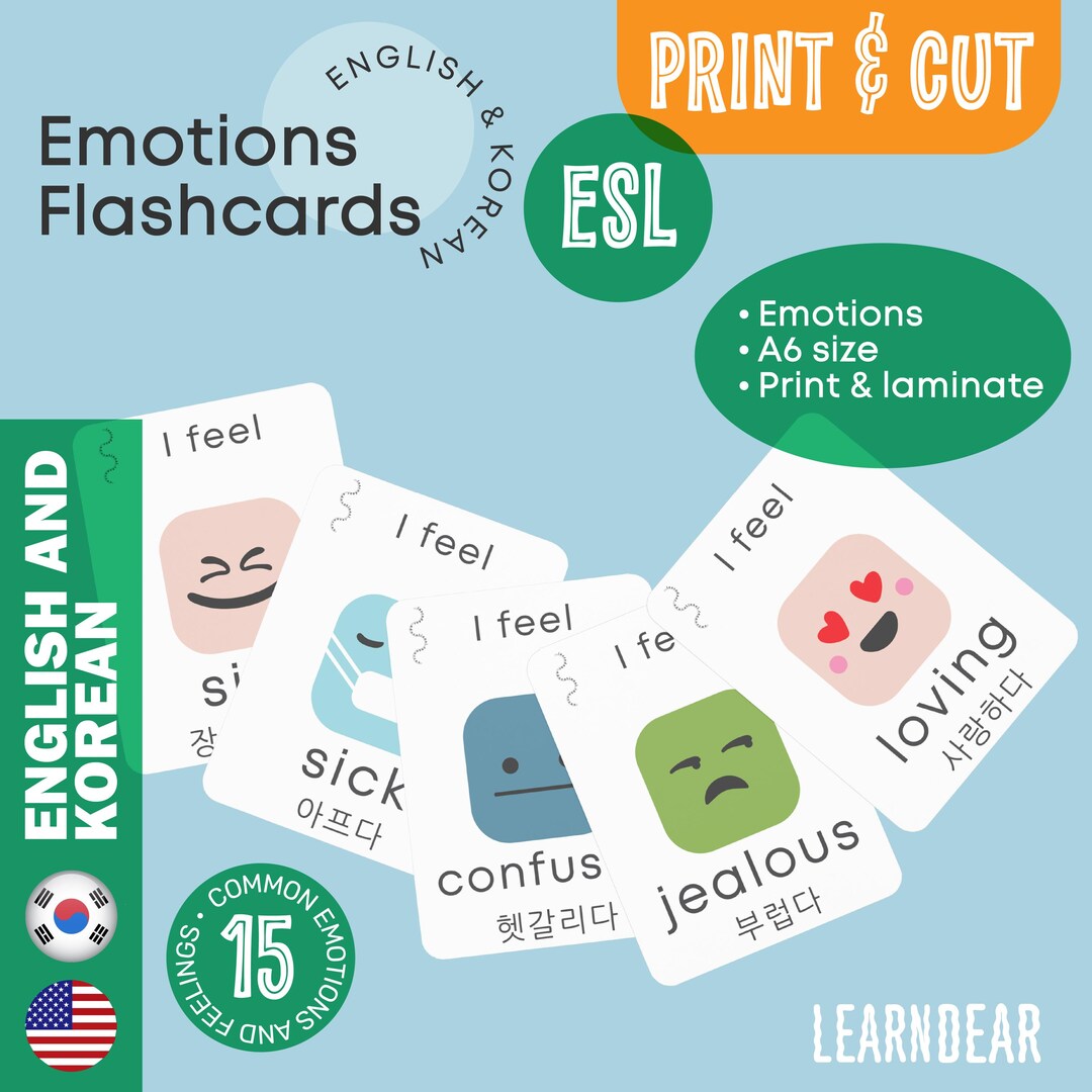 Emotions & Feelings Flashcards – Set of 16 Printable Cards (english and ...