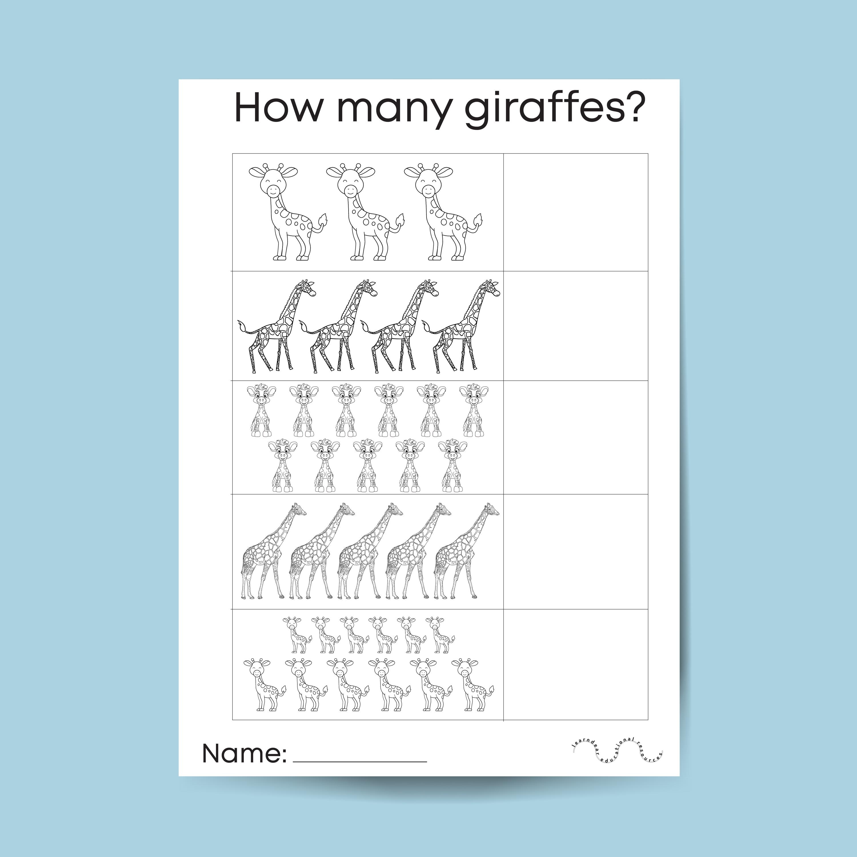 Giraffe Worksheet Pack – Fun & Educational Worksheets! - Etsy