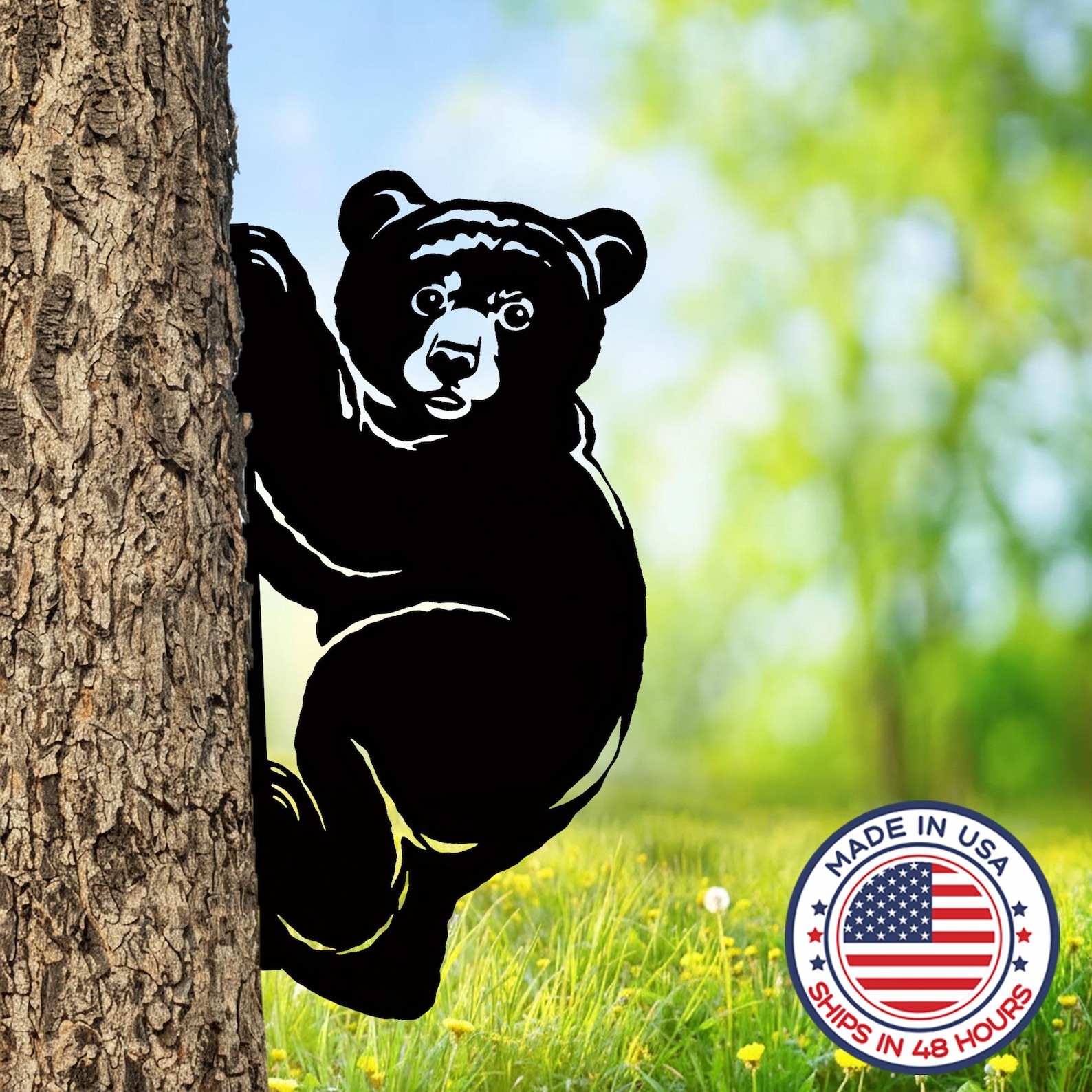 Whimsical Climbing Bear Metal Sign,funny Bear Gift,cute Bear Metal Art ...
