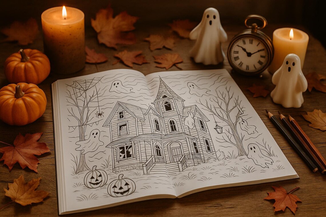 Haunted Victorian House Coloring Book – 35 Printable Pages | Halloween ...