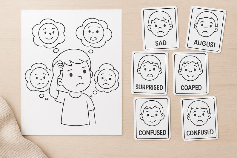 Emotion Flashcards + Coloring Page | Social-emotional Learning ...