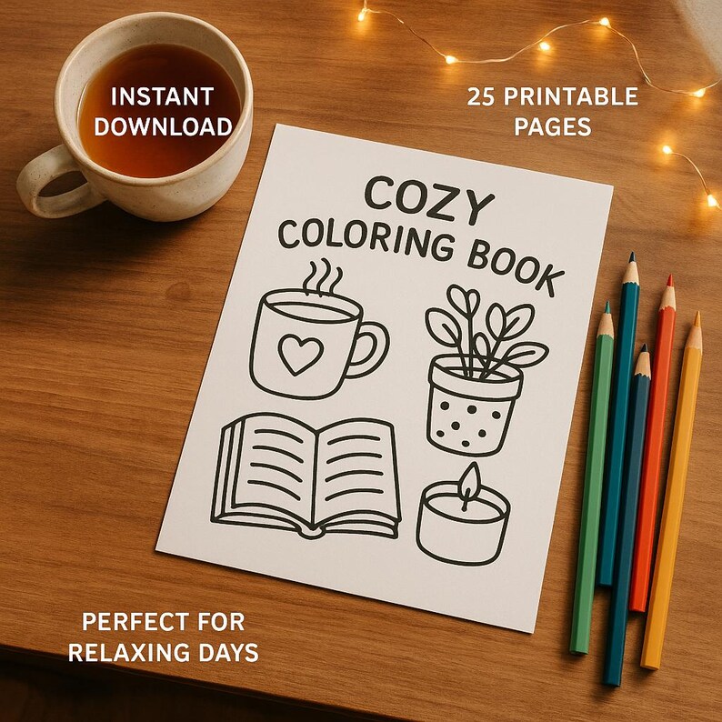 Cozy Times Coloring Book for Adults & Teens | Relaxing Rainy Day Scenes ...
