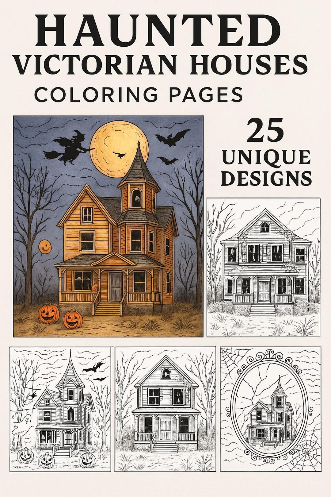 Haunted Victorian House Coloring Book – 35 Printable Pages | Halloween ...