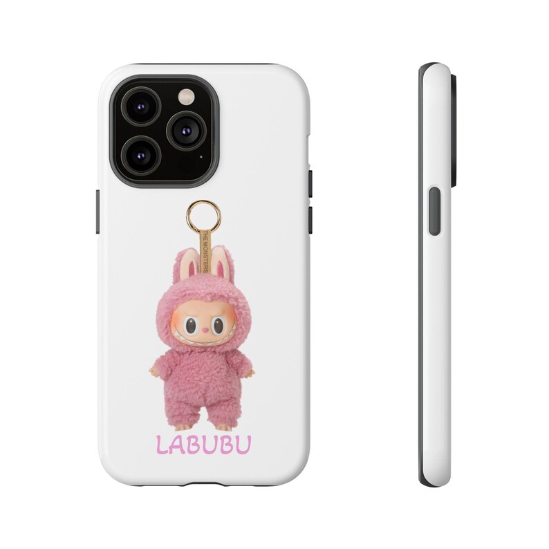 Cute LABUBU Phone Case, Kawaii Pink Plush Keychain Design, Pop Mart Fan ...