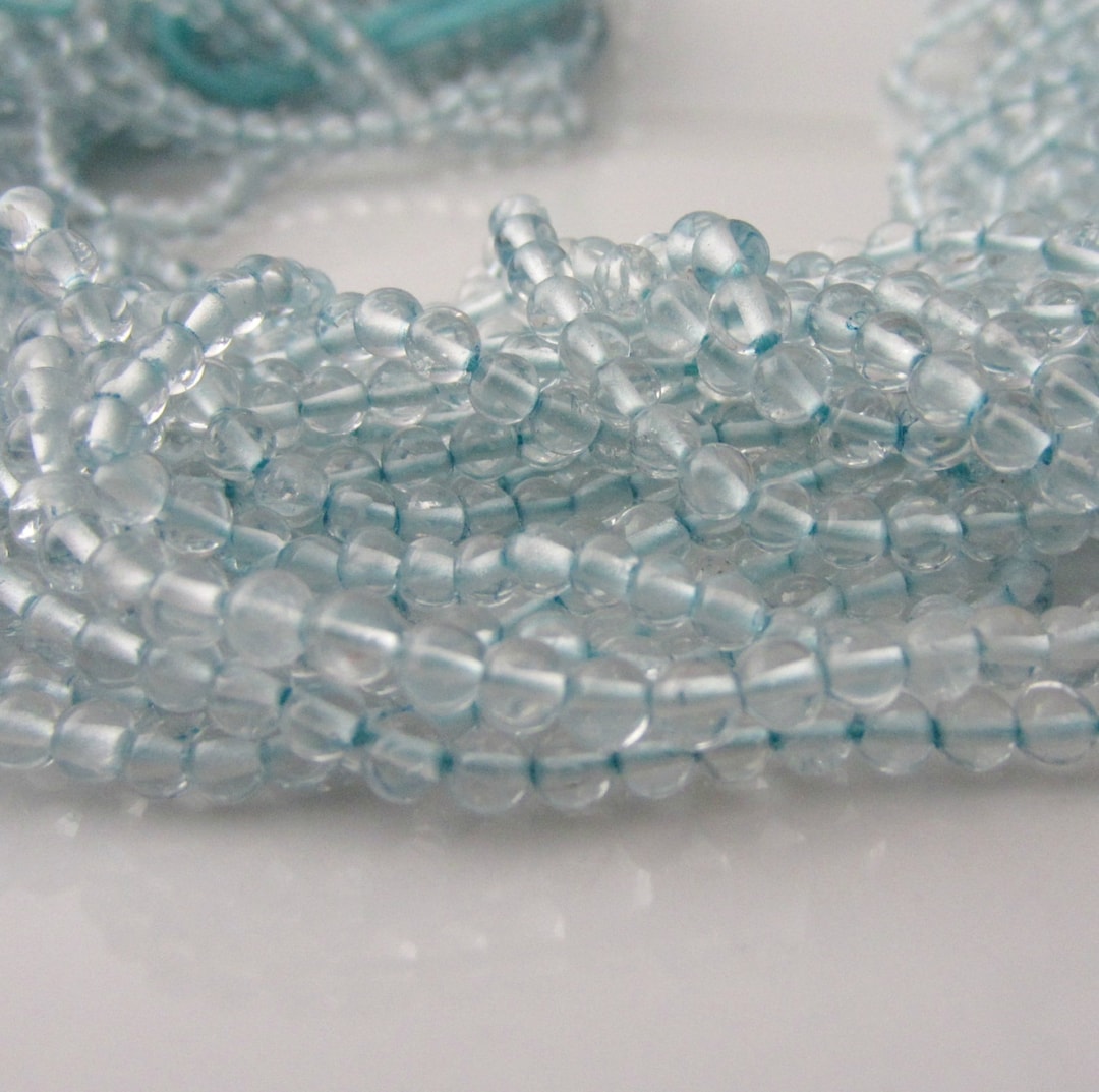 Aqua Blue Quartz Rounds, 3mm Rounds, Light Blue Beads, Quartz Beads ...