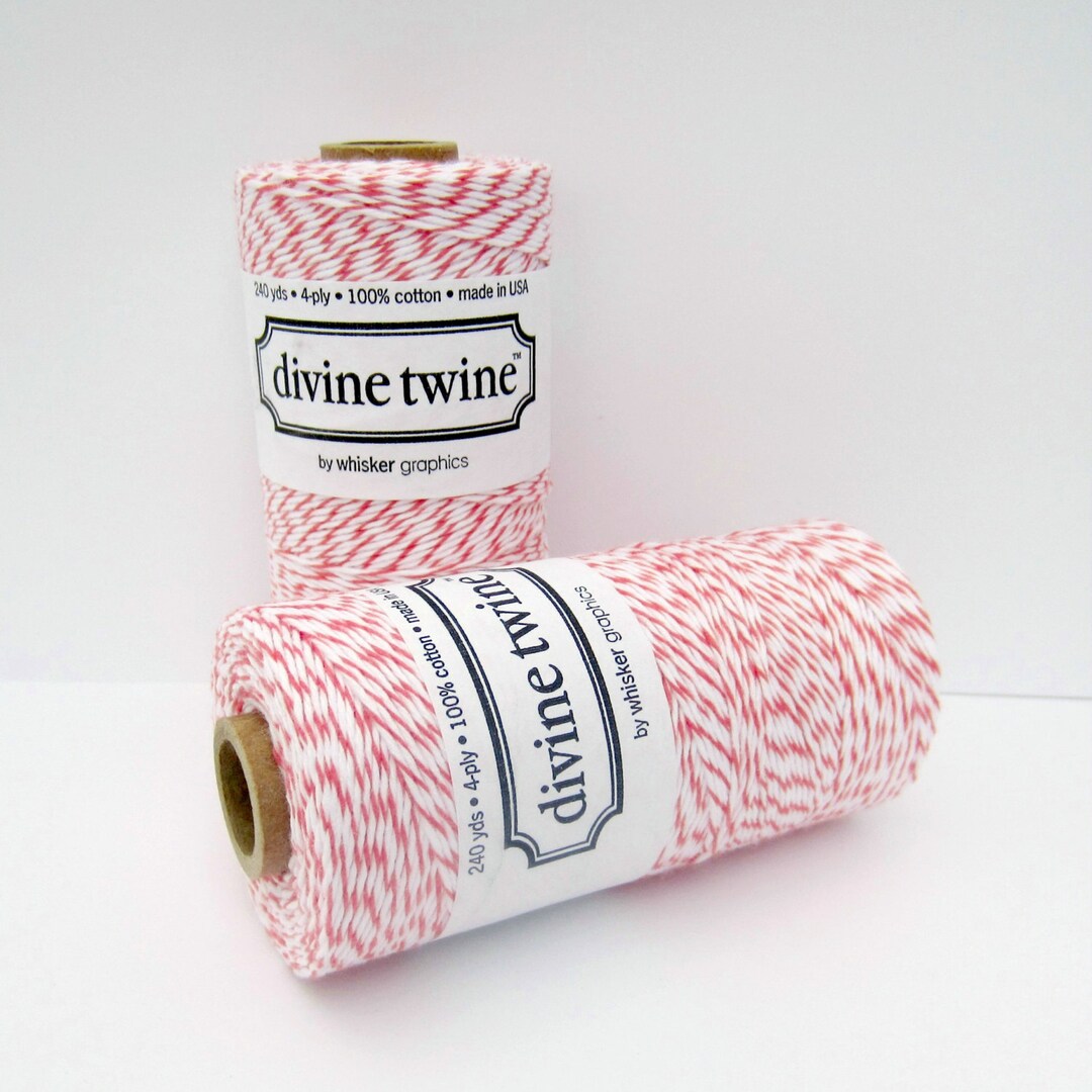Coral Divine Twine, Coral String, Bakers Twine, Salmon Cotton Stripe ...