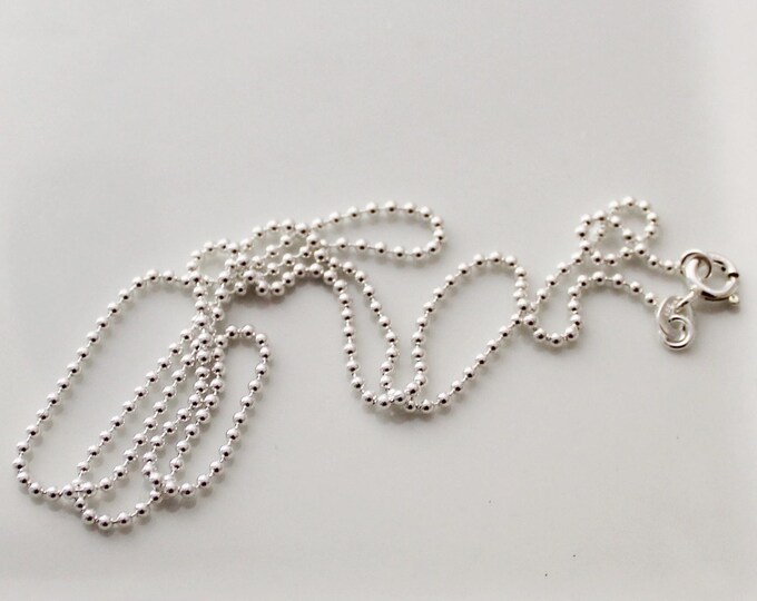 18" Sterling Silver Ball Chain 1.5mm .925 Chain, Bead Link Chain Bulk ...