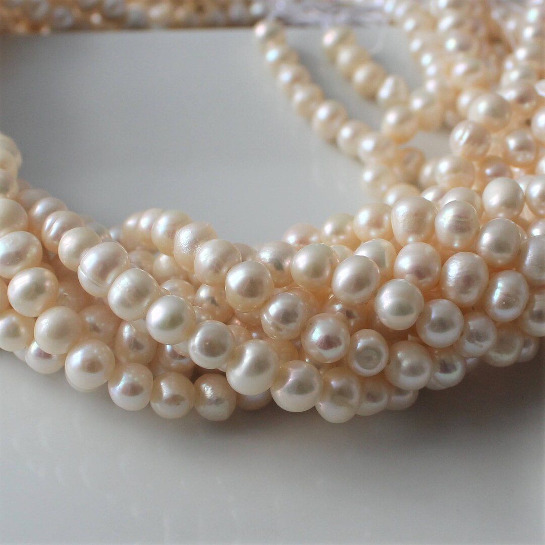 White Freshwater Pearls, White Pearls, White Potato Pearls, Genuine ...
