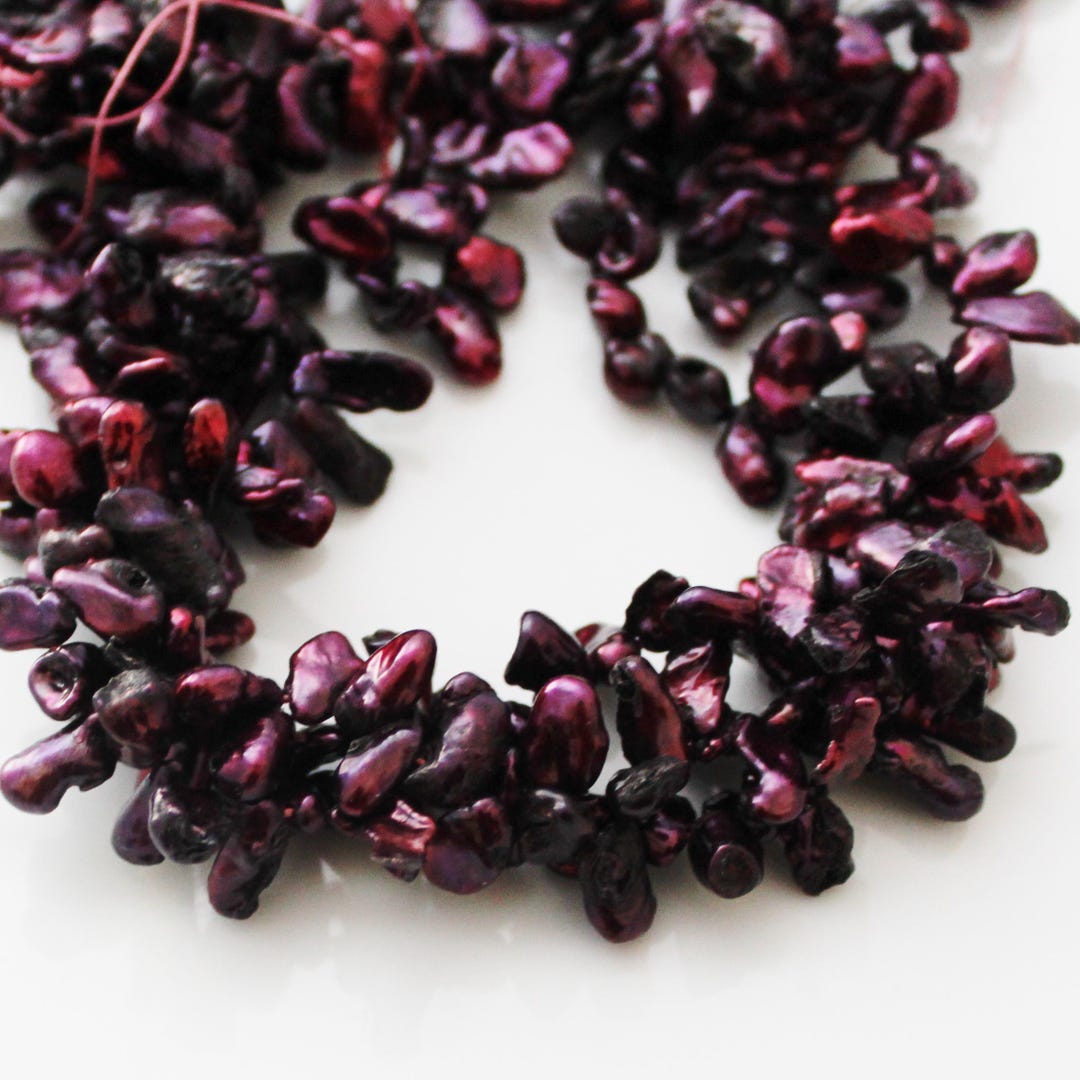 Red Keshi Pearls, Cranberry Pearls, Freshwater Pearls, Burgundy Pearl ...