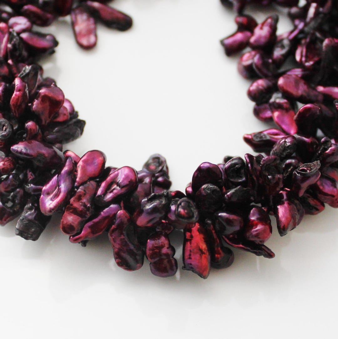 Red Keshi Pearls, Cranberry Pearls, Freshwater Pearls, Burgundy Pearl ...