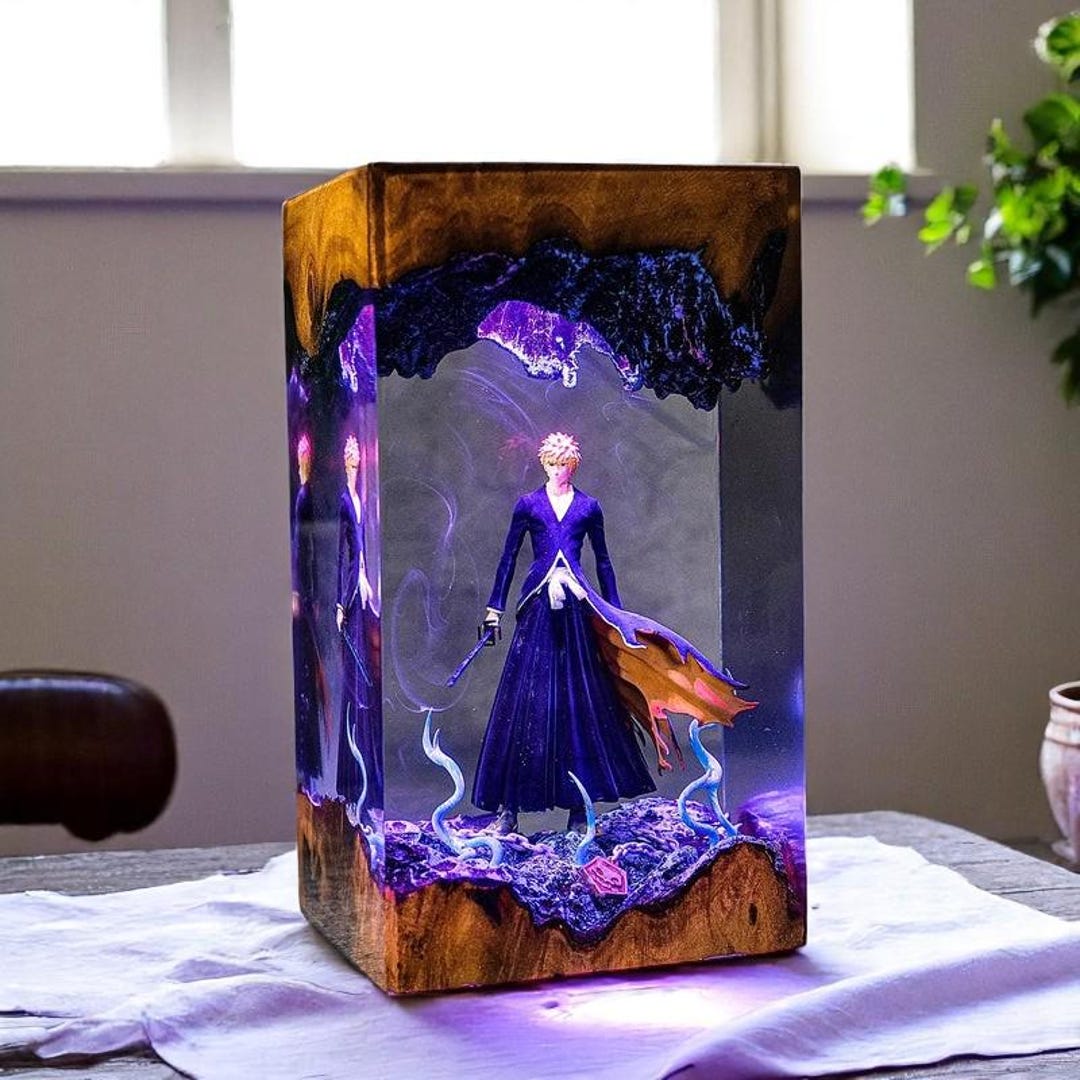 Bleach Kurosaki Ichigo Epoxy Resin Lamp, Wooden Resin Night Light, Best ...