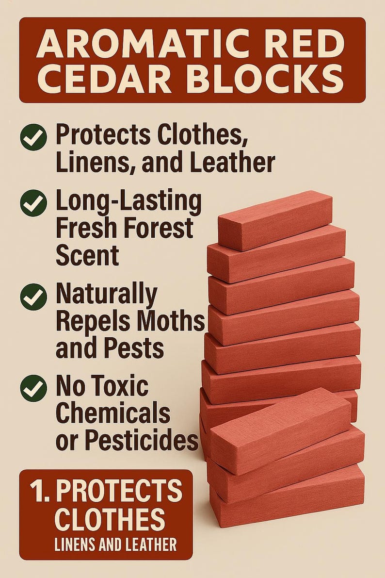 Aromatic Red Cedar Closet Blocks – Natural Moth Repellent, Handcrafted ...