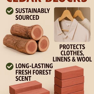 Aromatic Red Cedar Closet Blocks – Natural Moth Repellent, Handcrafted ...