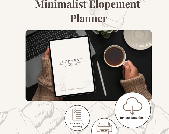 Elopement Planner Printable | No Guests Wedding Organizer | Minimalist ...