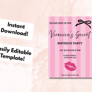 Victoria's Secret Inspired Birthday Invitation, Girly Party Invitation ...