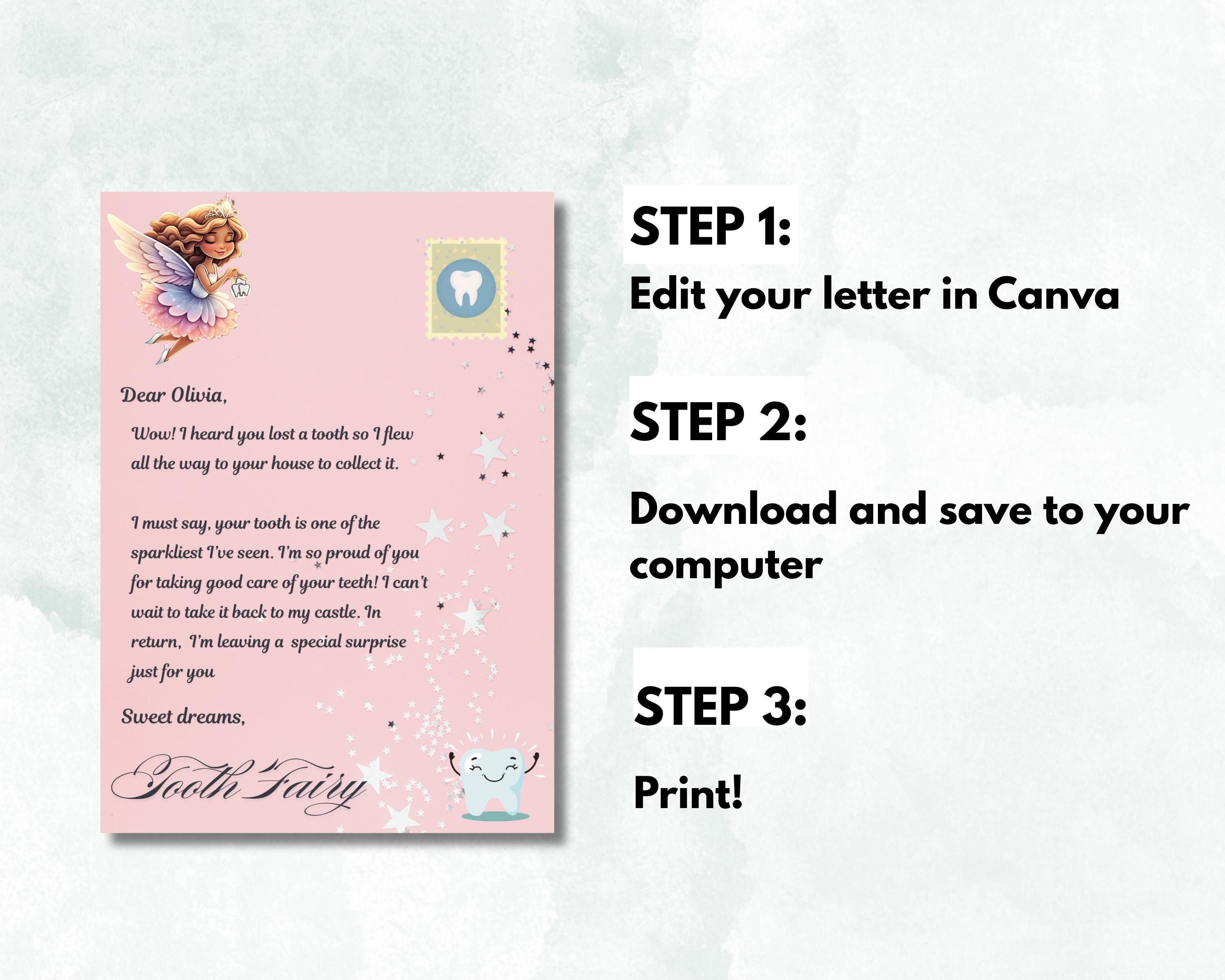 Editable Tooth Fairy Letter Template, Printable Letter From Tooth Fairy ...