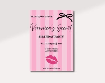 Victoria's Secret Inspired Birthday Invitation, Girly Party Invitation ...