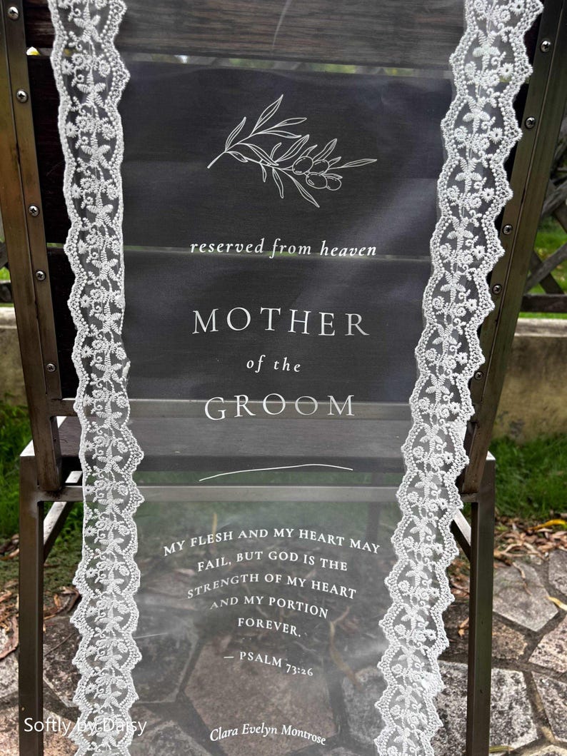Sheer Lace Fabric in Loving Memory Reserved Memorial Chair Sign for ...