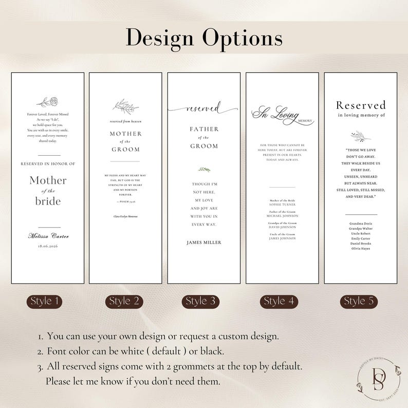 Personalized Sheer Wedding Reserved Memorial Chair Sign: in Loving ...