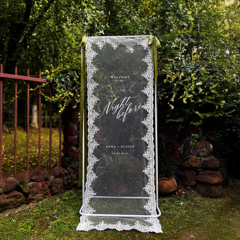 Personalized We’re Engaged Sign: Sheer Lace Engagement Sign for Party ...