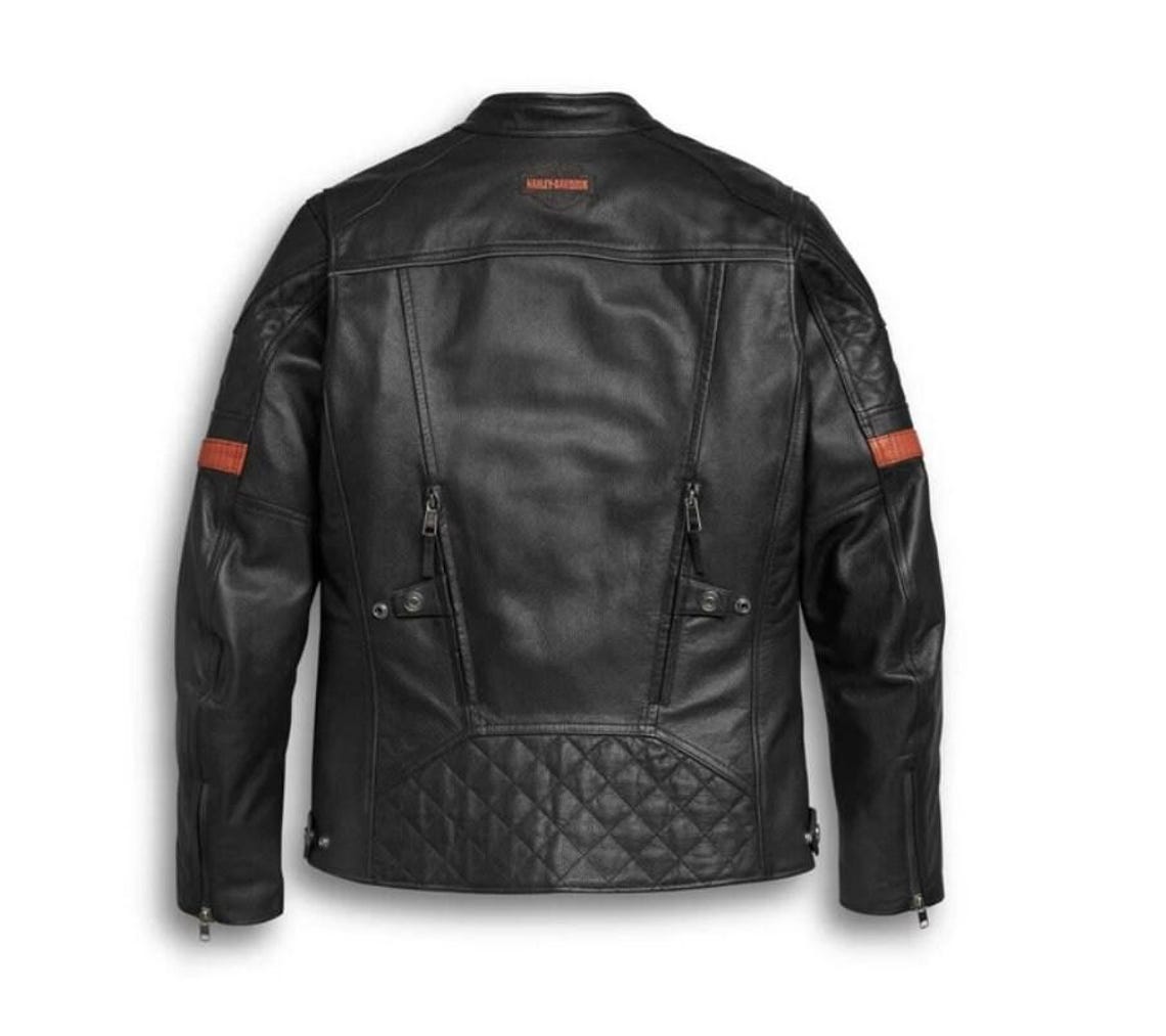 Men's H-D Classic Cruiser 98118-08VM Black and Orange Motorbike Bomber ...