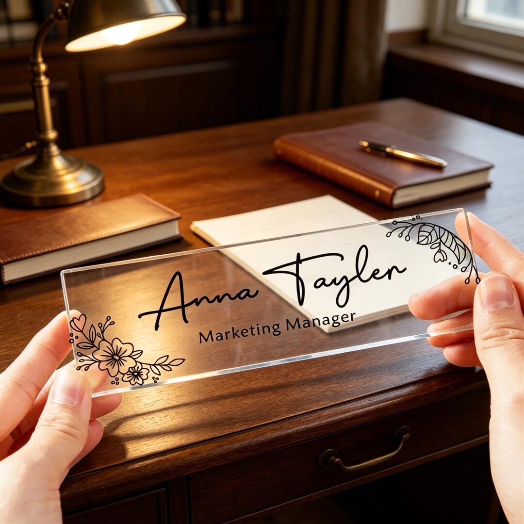 Name Plate for Desk, Desk Plaque, Custom Name Sign, Acrylic Name Plate ...