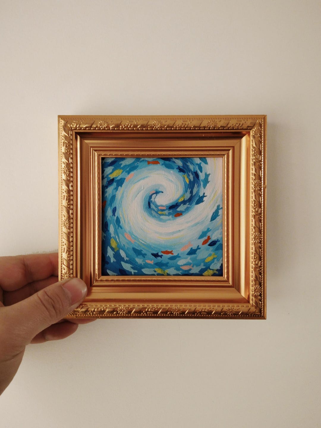Whirlpool Sea Oil Painting, Framed 4x4 Canvas Art - Etsy