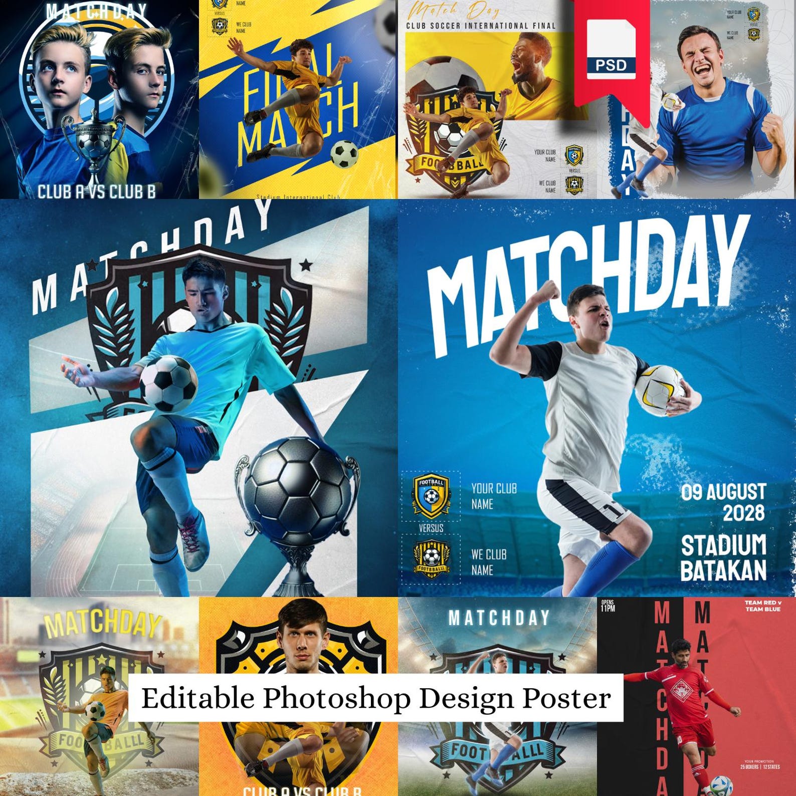 10 Football Social Media Poster Template Vertical Design for Soccer ...