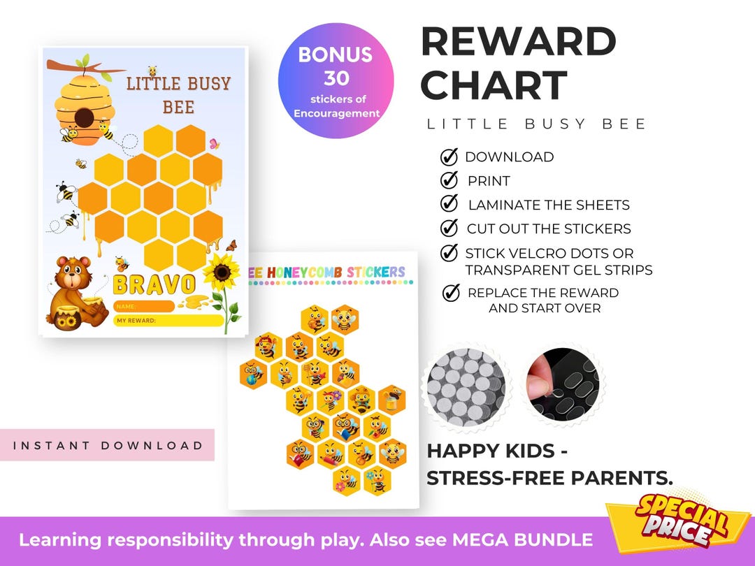 Little Busy Bee Reward Chart – Printable Kids Routine & Behavior ...