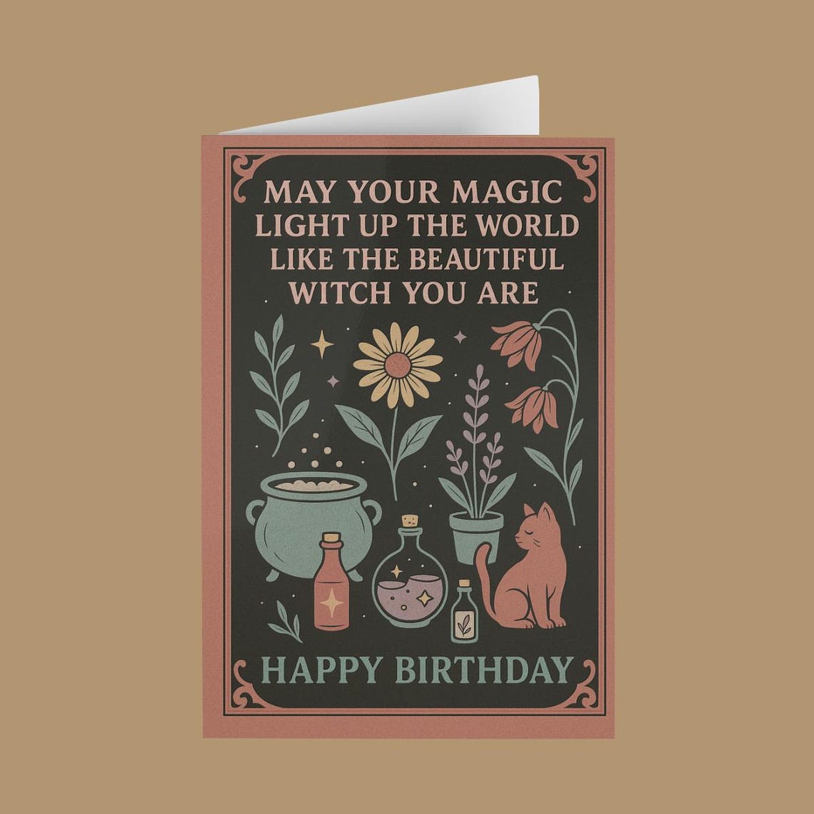 Witchy Birthday Greeting Postcard: Gothic Wicca Greeting, Magical ...