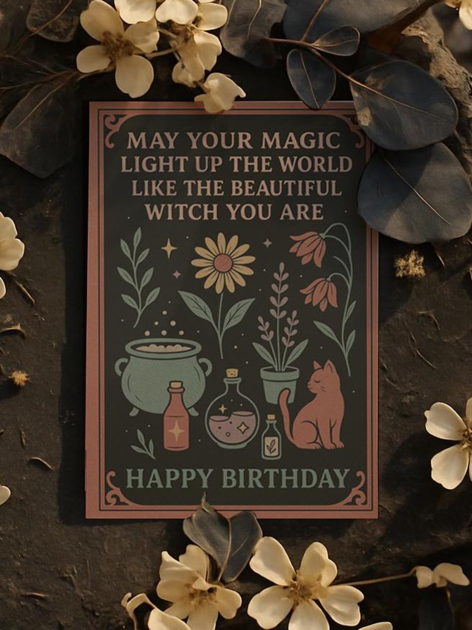 Witchy Birthday Greeting Postcard: Gothic Wicca Greeting, Magical ...