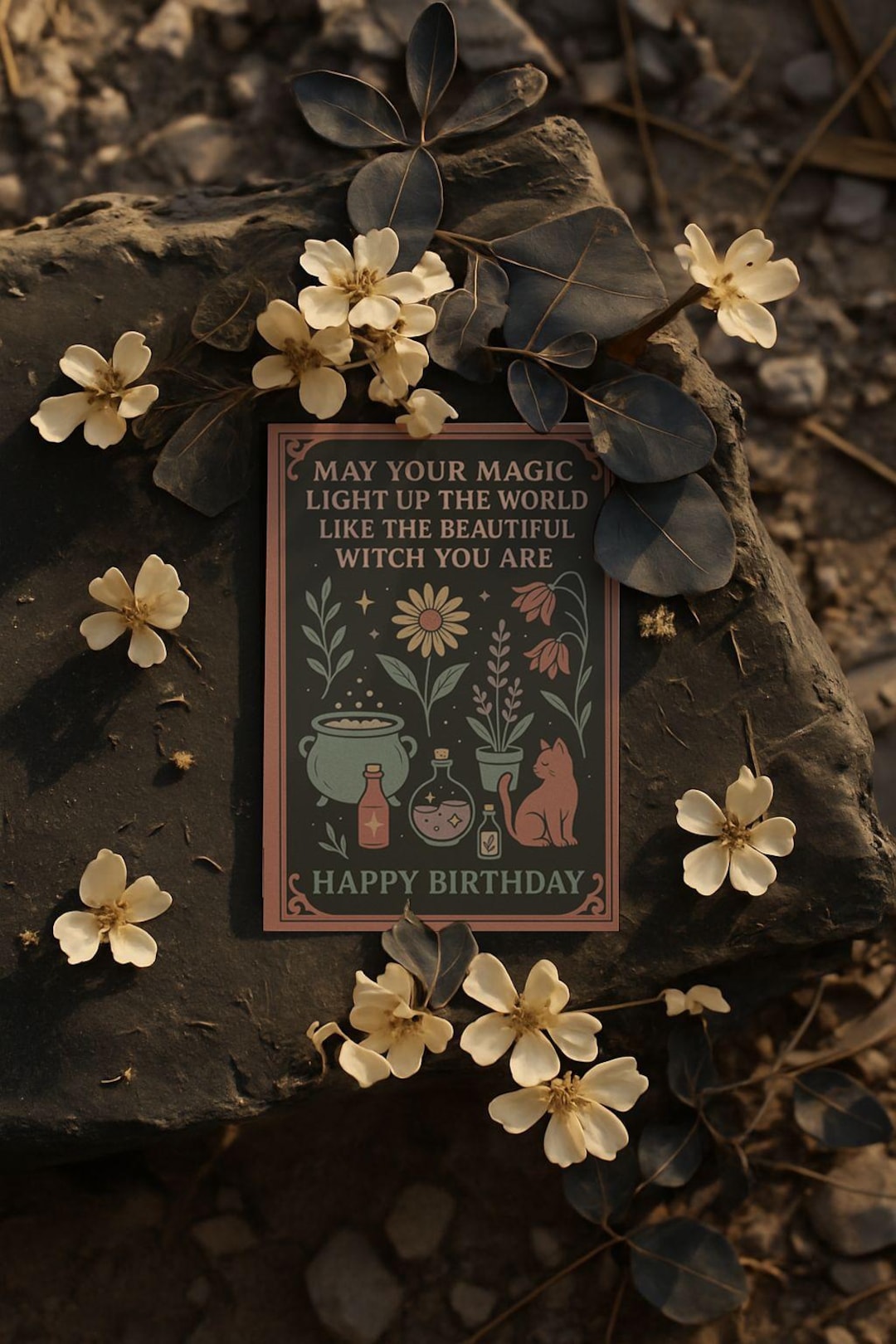 Witchy Birthday Greeting Postcard: Gothic Wicca Greeting, Magical ...