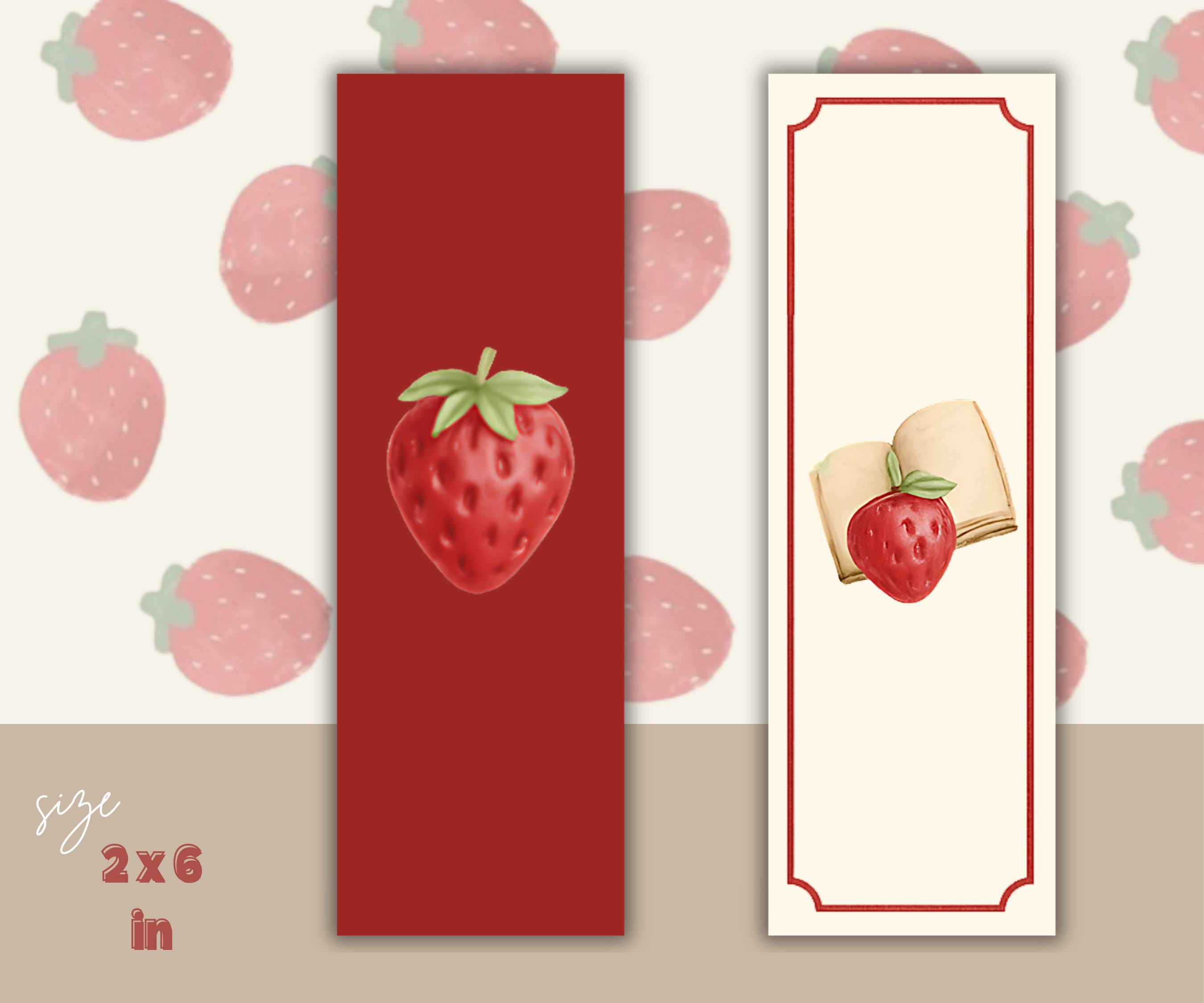 Printable Strawberry Bookmarks | Cute Berry Bookish Gift (digital ...