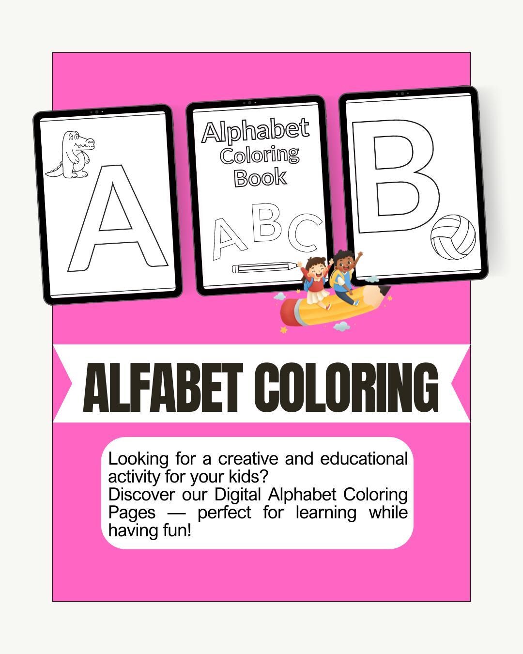 Fun Alphabet Coloring Pages for Kids - Etsy