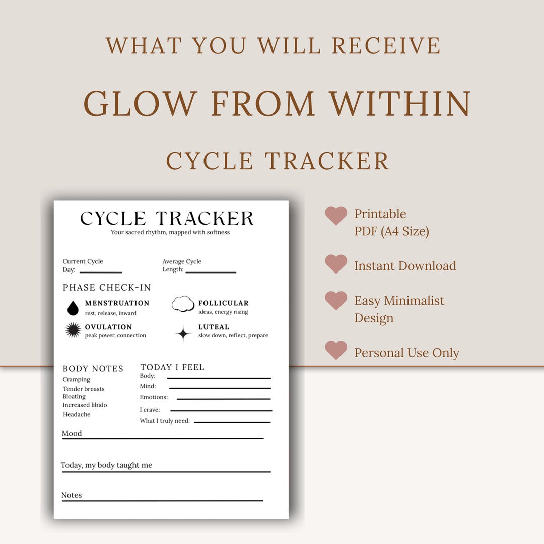 Period Cycle Tracker Printable | Minimalist Black and White Wellness ...