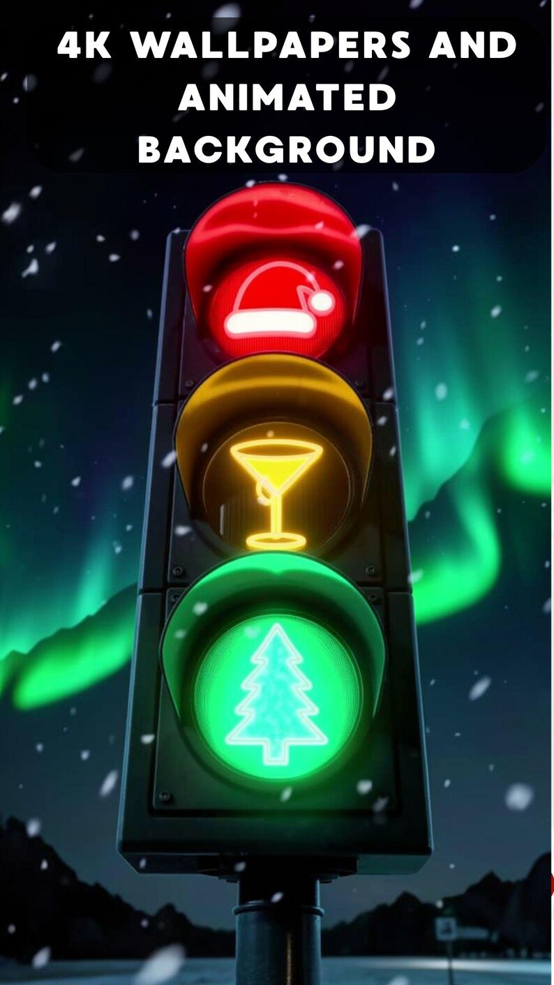 Merry Christmas Traffic Light Wallpaper & Video Set 4K Phone ...