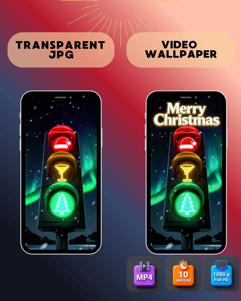 Merry Christmas Traffic Light Wallpaper & Video Set 4K Phone ...