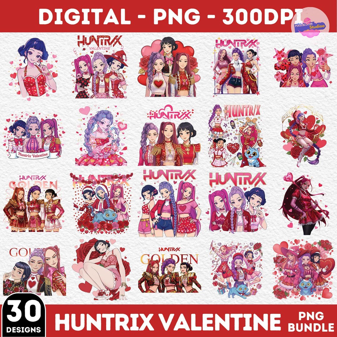 Valentine Huntrix Png Bundle, 30 PNG Kpop Demon Hunter, Huntrix Movies ...