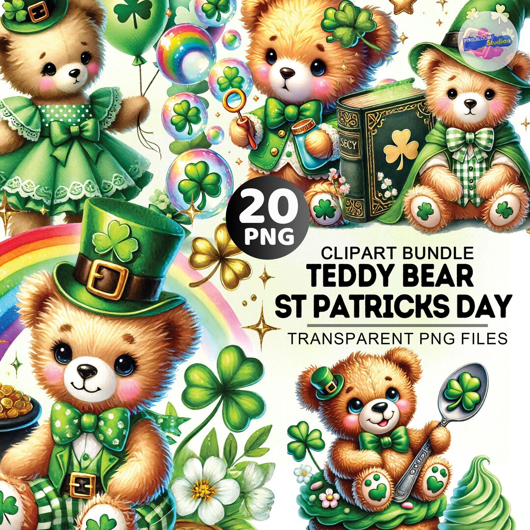 Watercolor St Patricks Clipart Bundle, 20 PNG St Patricks Day, Cute ...