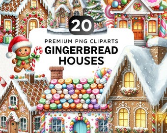 20+ Watercolor Gingerbread Houses Clipart Bundle, Christmas Bundle Png ...