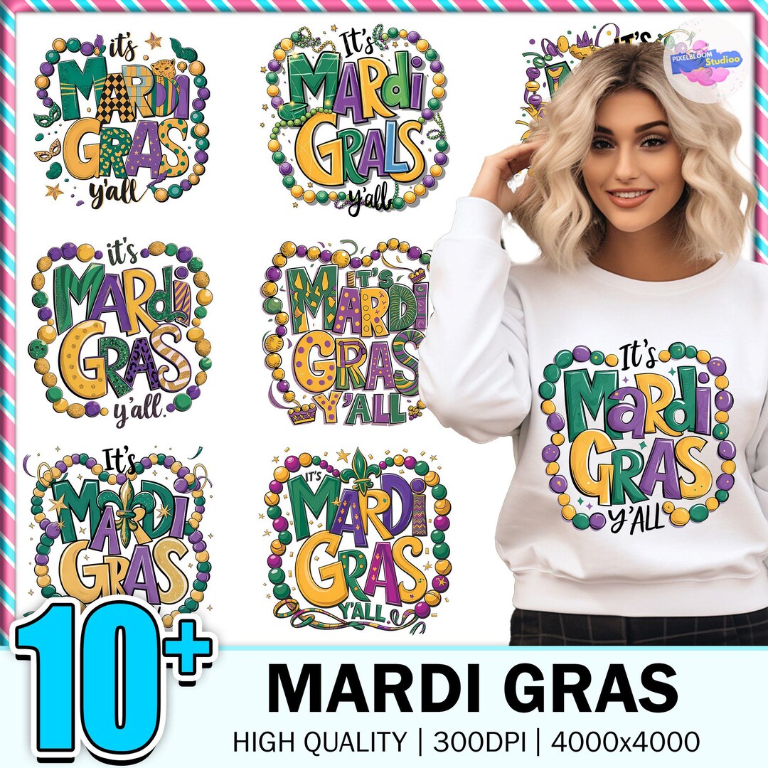 It's Mardi Gras Y'all Png Bundle, 10 PNG Adult Mardi Gras, Fat Tuesday ...