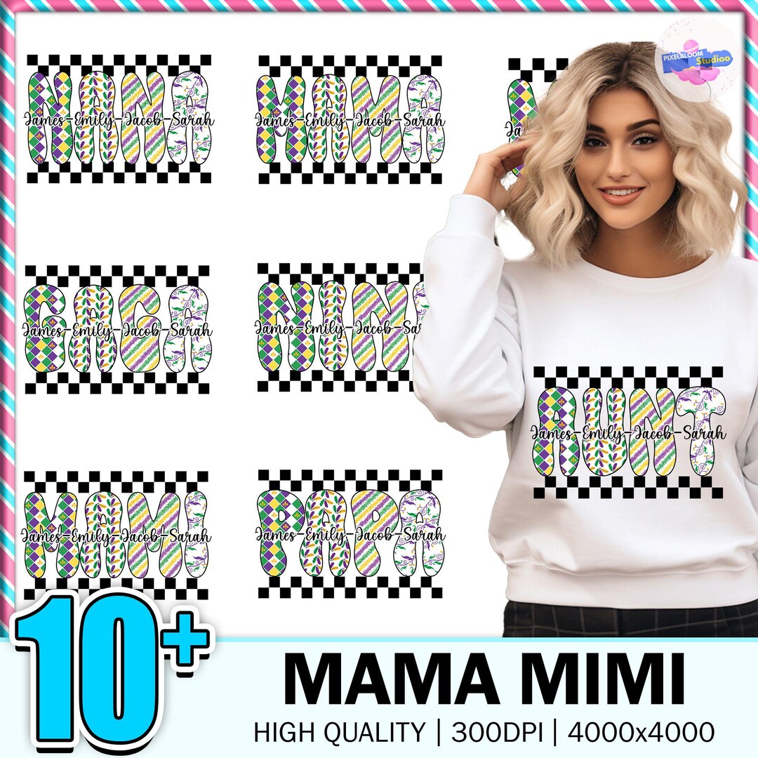 Custom Mama Mimi Mom Png Bundle, 10 PNG Mama With Kids Names, Family ...