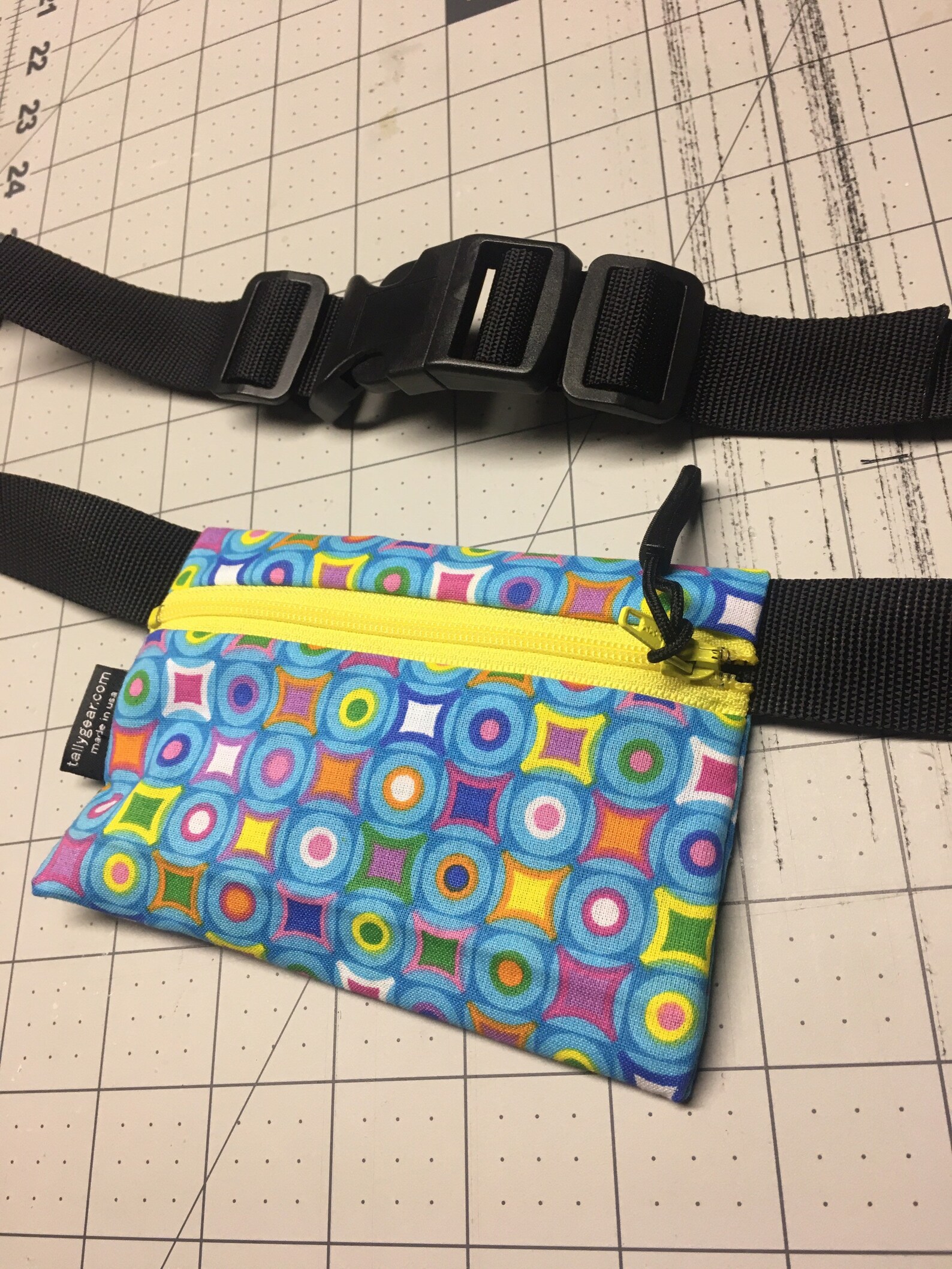Kids Insulin Pump Dexcom Waist Pack- Blue Squares and Colorful Designs ...