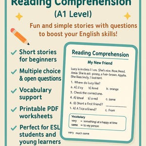 English Reading Comprehension Worksheets - Etsy