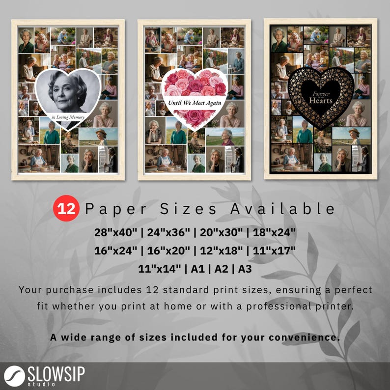 Floral Heart Memorial Photo Collage Template: Funeral Celebration of ...
