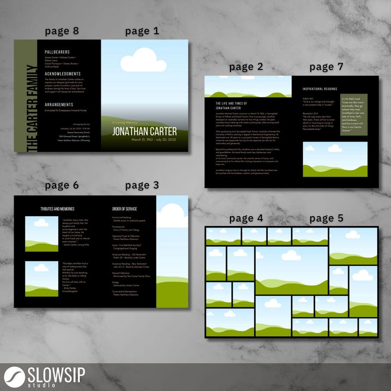 Modern Funeral Program Canva Template 8 Page Memorial Booklet (digital ...