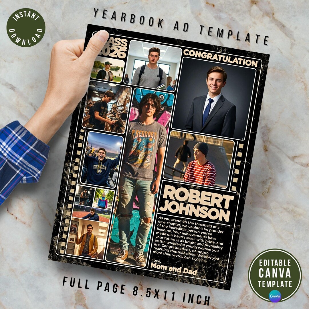 Senior Yearbook Ad Template Design - Full Page | Photo Collage ...